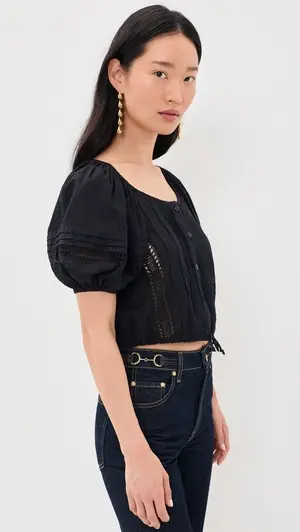 Ulla Johnson Clara Short Sleeve Cotton Top
