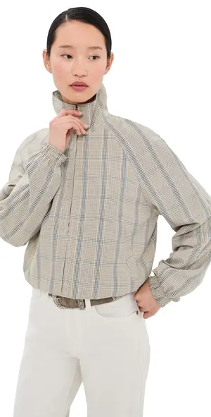 Acne Studios Plaid Bomber Funnel Neck Jacket