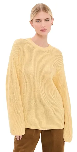 Another Tomorrow Draped Crew Knit Sweater