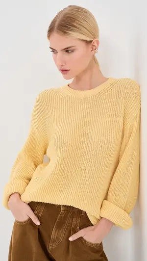 Another Tomorrow Draped Crew Knit Sweater