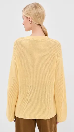 Another Tomorrow Draped Crew Knit Sweater