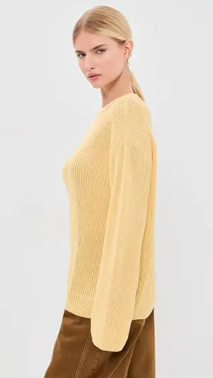 Another Tomorrow Draped Crew Knit Sweater