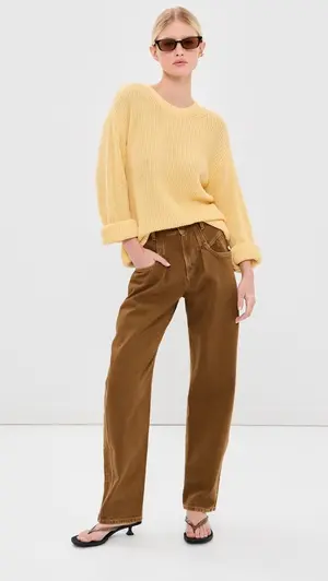 Another Tomorrow Draped Crew Knit Sweater