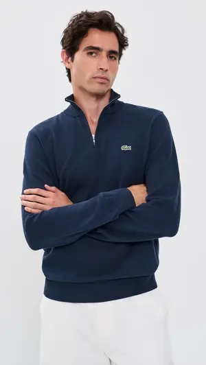 Lacoste Cotton Quarter Zip Sweater