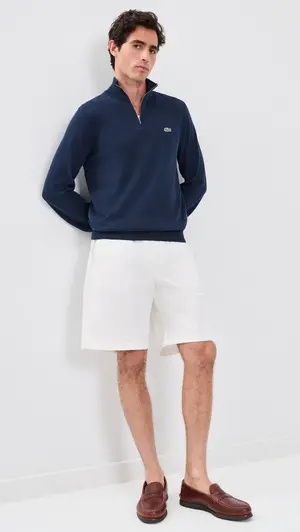 Lacoste Cotton Quarter Zip Sweater
