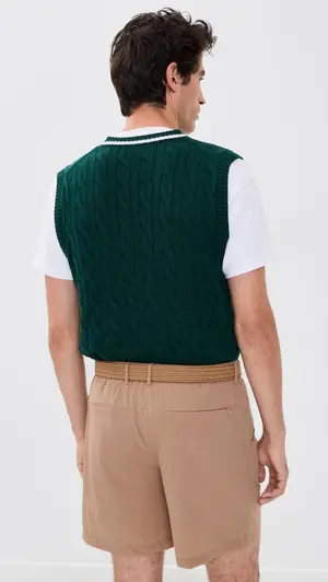 QUIET GOLF Cable Knit V-neck Vest