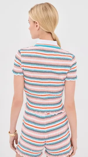 Casablanca Shirred Polo Top