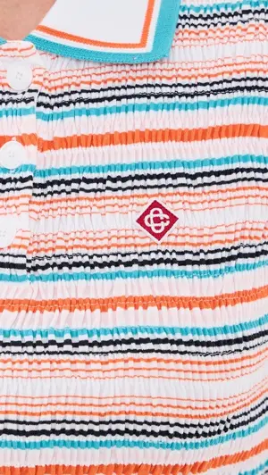 Casablanca Shirred Polo Top