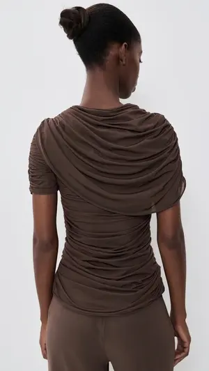 MAYGEL CORONEL Eterea Ruched Mock Neck Top