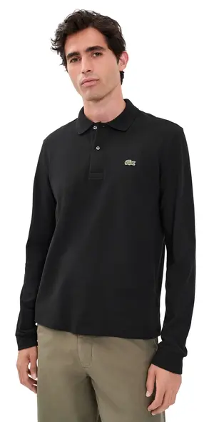 Lacoste Long Sleeve Original Cotton Pique Polo - Black