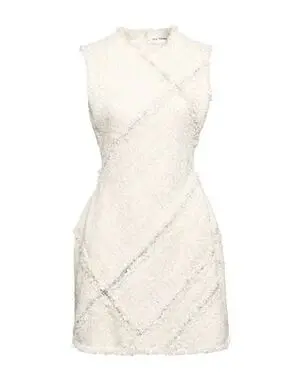 DES_PHEMMES Mini Dress Cream Size Viscose, Cotton - White