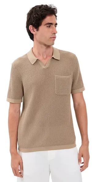 RHONE Coastal Johnny Collar Polo - Teak Brown