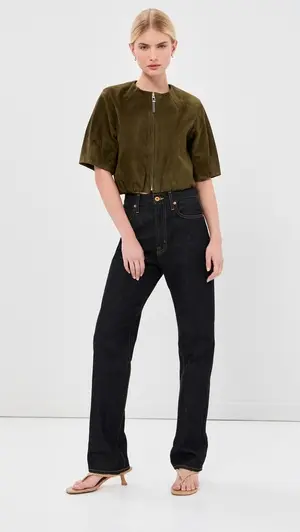 Simkhai Austyn Short Sleeve Zip Up Jacket