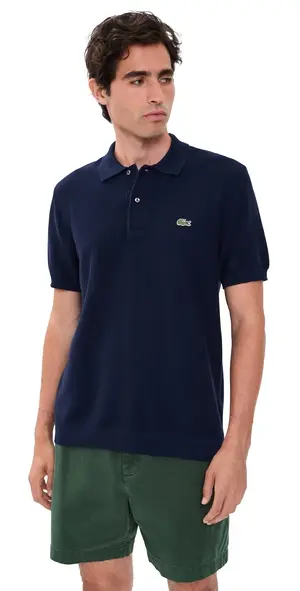 Lacoste Textured Cotton Sweater Polo - Marine