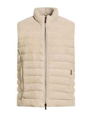 MOORER Suede Goose Down Filled Vest - Light Grey