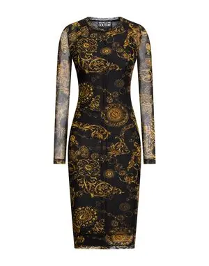 Versace Printed Long Sleeve Bodycon Midi Dress