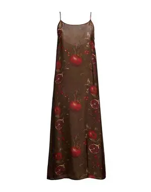 UMA WANG Midi Dress In Viscose And Cupro - Brown