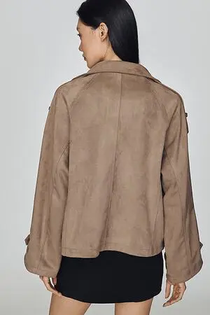 Maeve Funnel-neck Short Trench Coat Jacket
