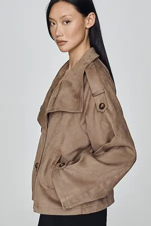 Maeve Funnel-neck Short Trench Coat Jacket