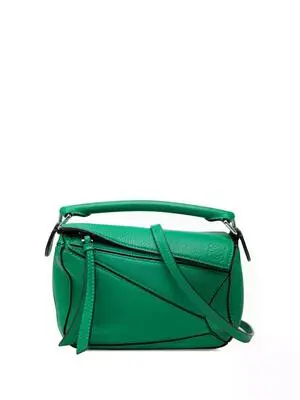 Loewe Mini Puzzle Satchel In Calfskin - Green