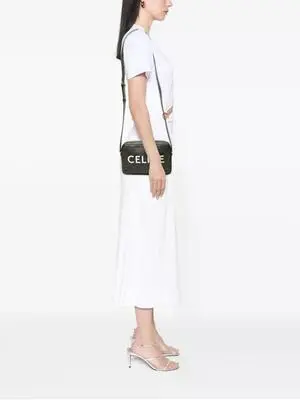 Celine Medium Triomphe Coated Canvas Logo Crossbody Bag - Black