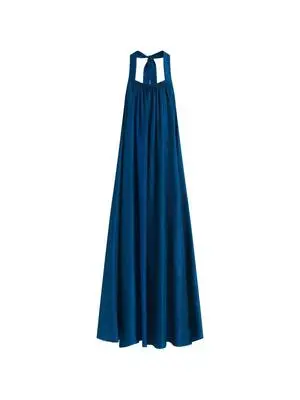 Bondi Born Marfa Silk Halterneck Maxi Dress - Blue