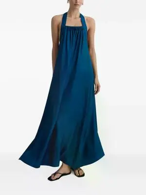 Bondi Born Marfa Silk Halterneck Maxi Dress - Blue
