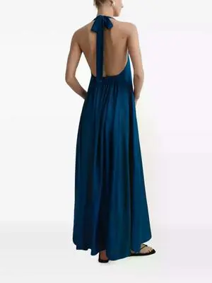 Bondi Born Marfa Silk Halterneck Maxi Dress - Blue