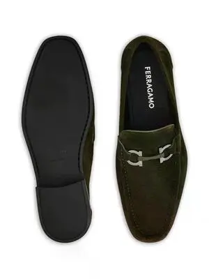 FERRAGAMO Gancini Ornament Suede Loafers