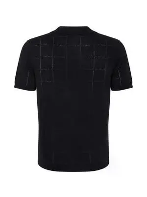 Alpha Studio Check-knit Polo T-shirt