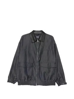 Comme Des Garçons Herringbone Jacket With Leather Collar