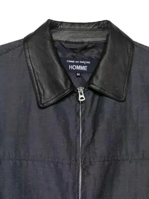 Comme Des Garçons Herringbone Jacket With Leather Collar