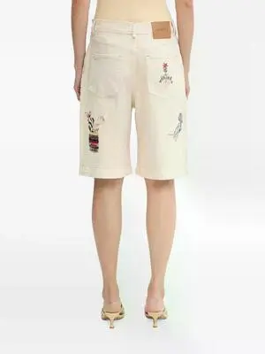 Munthe Cream Embroidered Knee-length Shorts