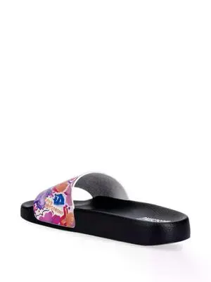 Moschino Floral Print Logo Slides