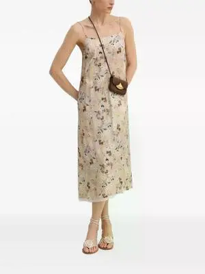Munthe Barika Midi Dress Floral Print, Square Neck, Spaghetti Strap, Open Back