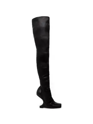 Rick Owens Sculptural Heel Open-toe Thigh-high Boots