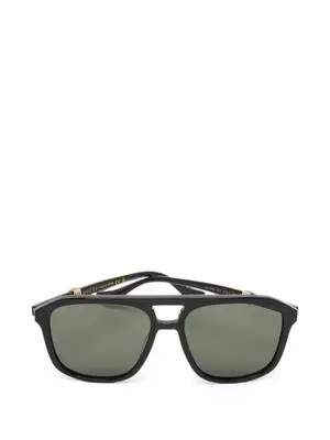 Gucci Pilot Sunglasses With Gold Tone Detailing - Black