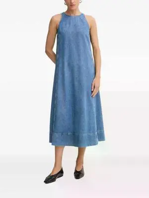Marc O'polo Sleeveless Halterneck A-line Midi Dress - Blue