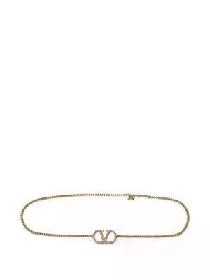 Valentino Garavani Vlogo Signature Crystal-embellished Chain Belt - Gold