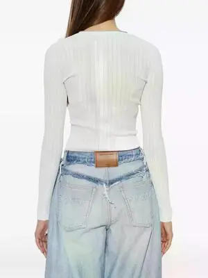 Alexander Wang Ribbed Knit Zip-fastening V-neck Cardigan - White