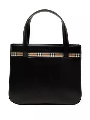 Burberry Leather Handbag With House Check Trim