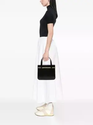 Burberry Leather Handbag With House Check Trim