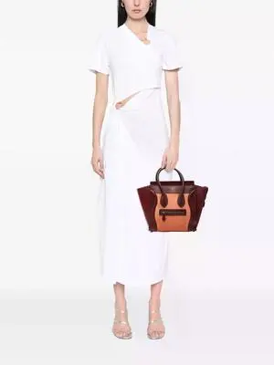 Celine 2014 Micro Bicolor Calfskin Luggage Tote Bag - Orange