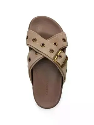 ALLSAINTS Suki Eyelet-embellished Crossover Sandals - Brown