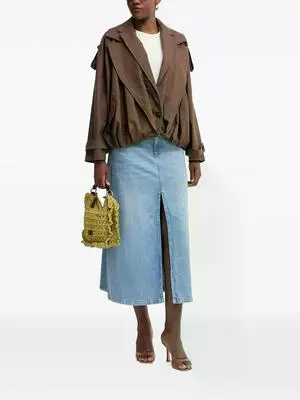 SILVIAN HEACH Front Slit Denim Midi Skirt