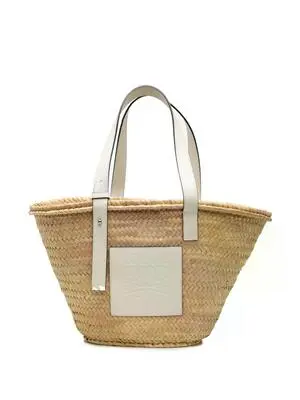 Loewe Raffia Anagram Basket Tote Bag - White