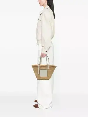 Loewe Raffia Anagram Basket Tote Bag - White