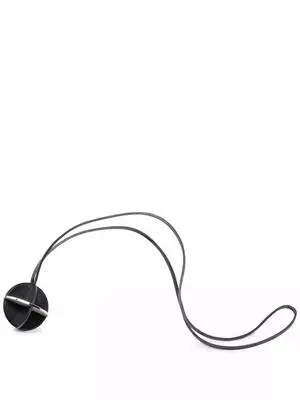 Hermès Leather And Brass Zodiac Pendant Necklace - Black