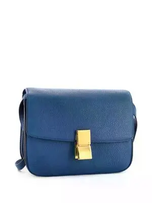 Celine Classic Box Bag Grainy Leather Medium Crossbody Bag - Blue