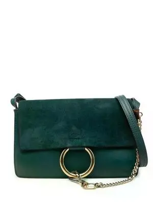 Chloé Faye Crossbody Bag In Suede And Calfskin - Green